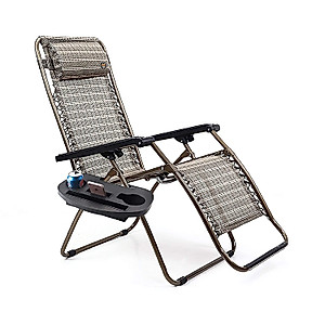 Hanperal Zero Gravity Chair Tray, 2 Pack Upgraded Version Cup Holder for Zero Gravity Chair, Utility Clip-On Chair Table/Tray for iPhone/iPad/Tea Cup/Books -Black…