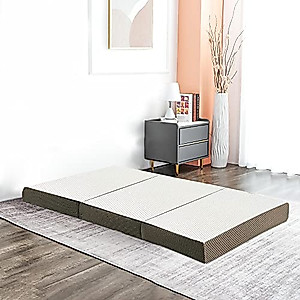 Mayton 3-Inch Portable Tri Folding Gel Memory Foam Mattress | Breathable Mesh Sides with Ultra Soft, Removable and Washable Cover, Comfortable Support Cot Pad, Standard Size, 31-Inch, White