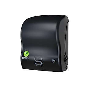 San Jamar Ecologic Simplicity Recycled Plastic Manual Paper Towel Dispenser, Auto Cut Towel Dispenser, Wall Mounted Dispenser with Zero Waste for Home and Business, Black