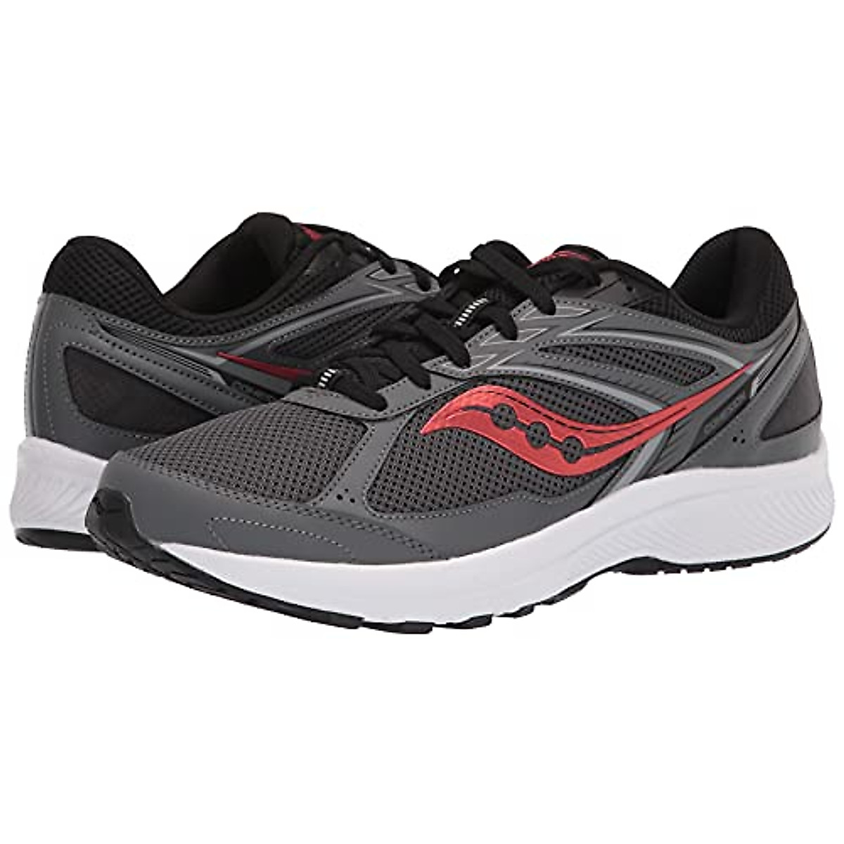 Saucony Men's Cohesion 14 Road Running Shoe, Charcoal/Flame, 11