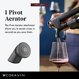 Coravin Pivot Plus Wine Preservation System - Preserve Wine for 4 Weeks - Pivot System, 1 Wine Aerator Attachment, 2 Capsules, 2 Wine Bottle Stoppers & 1 Bottle Sleeve - By-the-Glass Wine Saver
