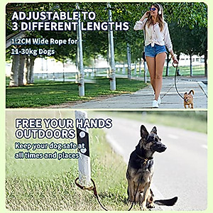 LWBMG Multifunctional Dog Leash 8ft,Strong and Soft Leather Dog Leash Adjustable, Hands Free,Crossbody, Double Dog Leash, for Service Dogs, Large Dogs, Medium Dogs and Small Dogs