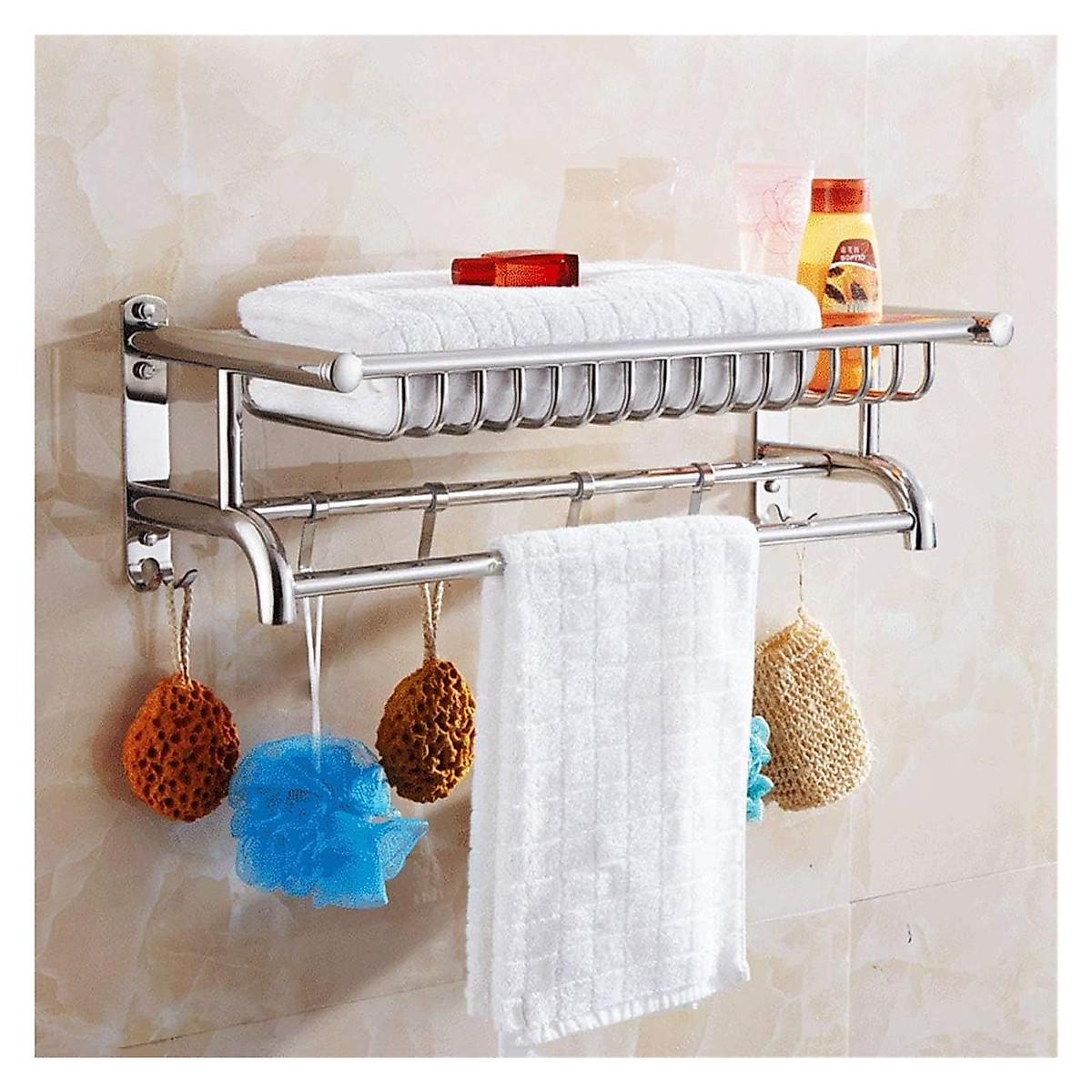 Towel Racks Bath Racks,Shower Corner Wall-Mounted Storage Rack 2-Layer Hook for Kitchen Bathroomshelves