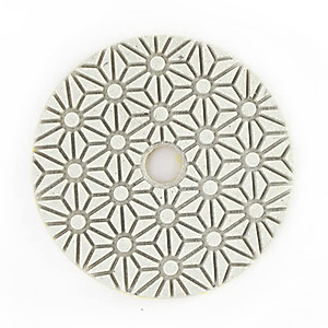 FINGLEE DT 4 inch 3 Steps Diamond Dry Polishing Pad Diamond Resin Discs for Granite Marble Quartz (5pcs Grit1)