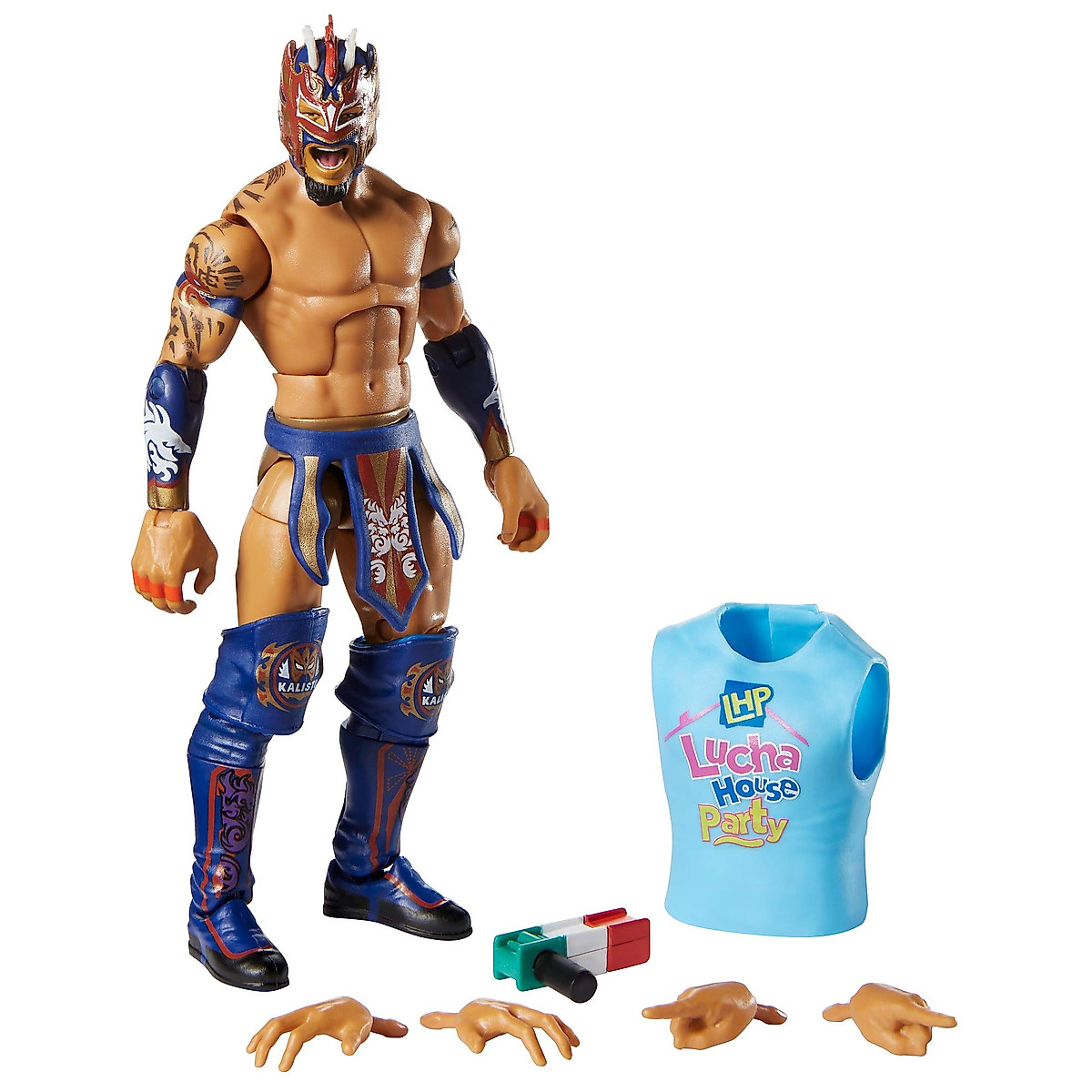 WWE Kalisto Elite Series #75 Deluxe Action Figure with Realistic Facial Detailing, Iconic Ring Gear & Accessories