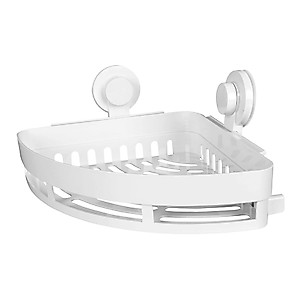 VOSAREA 1pc Shelf Storage Basket Wall-Mounted Shelf Soap Holder Rack Corner Shelf Wall Mounted Shelf Suction Cup Shower Shelf Wall-Mounted Bathroom Mounted Basket White Plastic