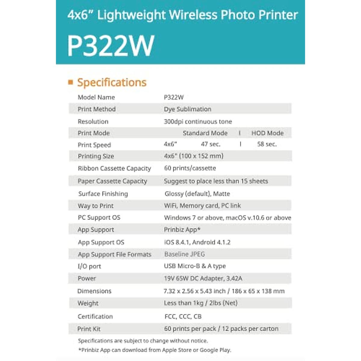 Hiti P322W Lightweight Wireless Passport Photo Printer