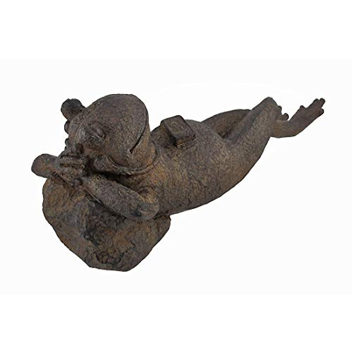 Bellaa 25686 Napping Frog Statue Relax Resting Meditating Zen Garden Buddha Sculpture Yoga Contented Talisman Gift Feng Shui Vastu Figurine