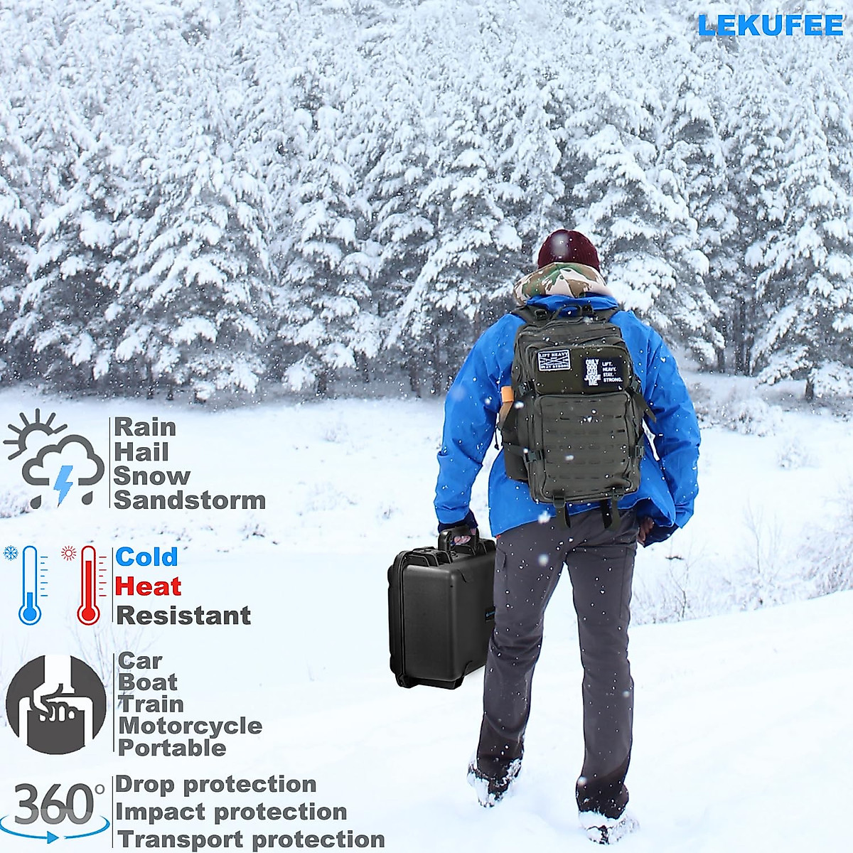 Lekufee Waterproof Carrying Case Compatible with DJI Mavic 3 Pro/DJI Mavic 3 Classic/DJI Mavic 3/Cine/Combo/DJI RC Pro/DJI RC/RC N1/Goggles 2/Integra/DJI Motion/RC Motion 2 and Accessories(Case Only)