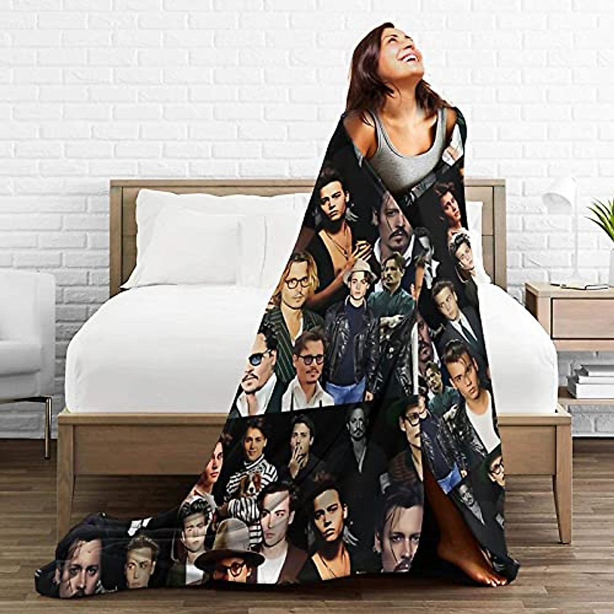 Blanket Johnny Depp Super Soft and Comfortable Fleece Blanket Throw Blanket Picnic Blankets Camping Blanket Beach Blanket for Decoration Bedroom Living Room Yoga (50"x40")