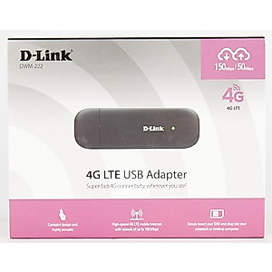 D-Link DWM-222 4G LTE Class 3 USB Adapter with Integrated Antenna for Windows XP/Vista/7/8, Mac OS X 10.5 - Black