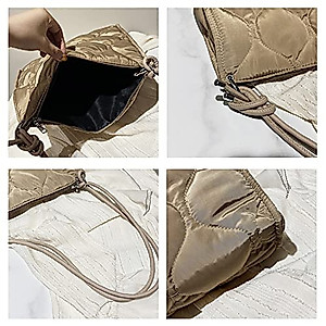 Oichy Puffer Shoulder Bag for Women Quilted Puffy Handbag Lightweight Padded Tote Bag Ladies Casual Purses Bucket Bag