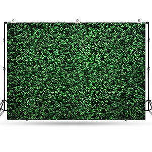 WENMER 5 x 7ft Green Leaves Photography Backdrop Green Grass Wall Fabric Backdrop for Baby Shower Wedding Birthday Party Decoration Background Photo Studio