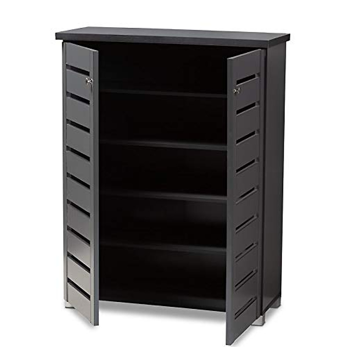 BOWERY HILL 2-Door Wood Entryway Shoe Cabinet in Dark Gray