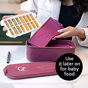 Ceres Chill The Milkstache 2.0 Reusable Breastmilk Freezer Storage Container, 1/2 Ounce Cubes fit Any Baby Bottle, Freezing Pumped Milk has Never Been Easier, Replaces Disposable Bags (Plum)