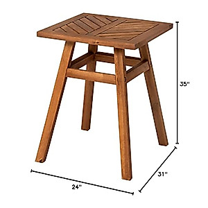 Walker Edison AZOWVINRCBR-3 Antigua Modern 3 Piece Chevron Solid Acacia Wood Outdoor Rocking Chair Set, Brown