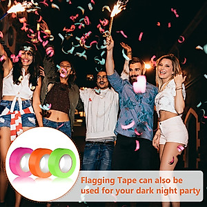 3 Pieces Flagging Tape Plastic Ribbon Multipurpose Neon Marking Tape Neon Flagging Tape 1 Inch Wide Non-Adhesive Tape for Boundaries and Hazardous Areas, Home and Workplace Use (Classic Colors)