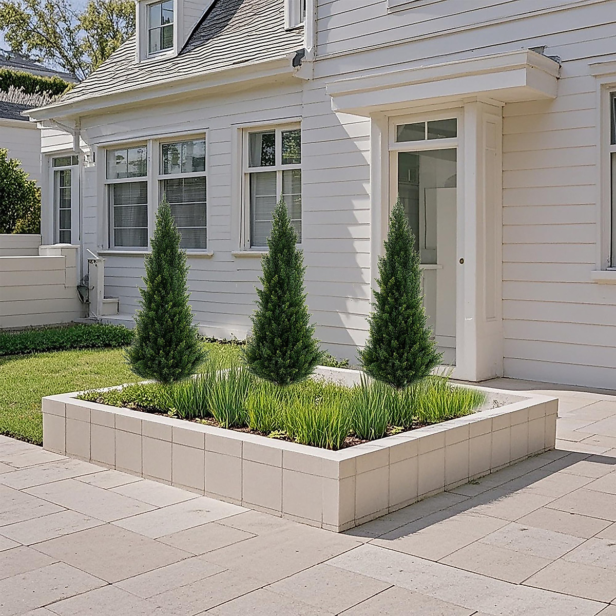 Artificial Topiary Cedar Trees Faux Pine Shrubs UV Resistant Artificial Bushes Artificial Plants for Indoor Outdoor Garden,3 Feet-2 Pack