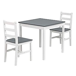 Alohappy Dining Table Set Wood Kitchen Table Dining Table and Chairs 3PCS for 2 Person for Saving Space Dinning Room Restaurant Pub, Grey