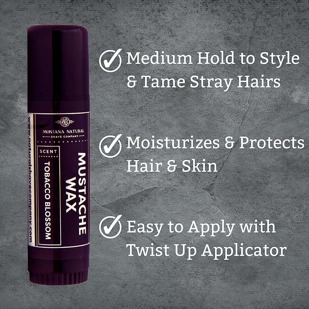 MNSC Tobacco Blossom Artisan Made Mustache Wax - Medium Hold Balm - All-Natural Beeswax and Plant-Based Oils, Petroleum-Free, Hypoallergenic Ingredients, Handmade in USA