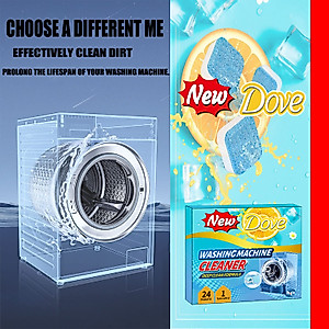 New Dove Dishwasher Cleaner Tablets, Front Load and Top Loader Machine Cleaner, 24PCS*2 Washer Cleaner Tablets, Washer Cleaner That can be Used for 1 Year