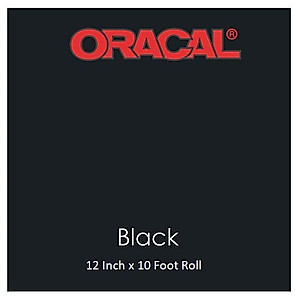 Oracal 12" x 10 Ft Roll of Glossy 651 Black Permanent Adhesive-Backed Vinyl for Craft Cutters, Punches and Vinyl Sign Cutter