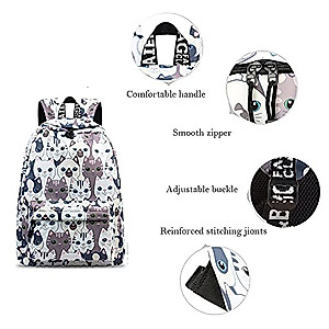YANAIER Stylish Backpack for Teens School Backpack Bookbags College Laptop Satchel Travel Daypack Cat-1
