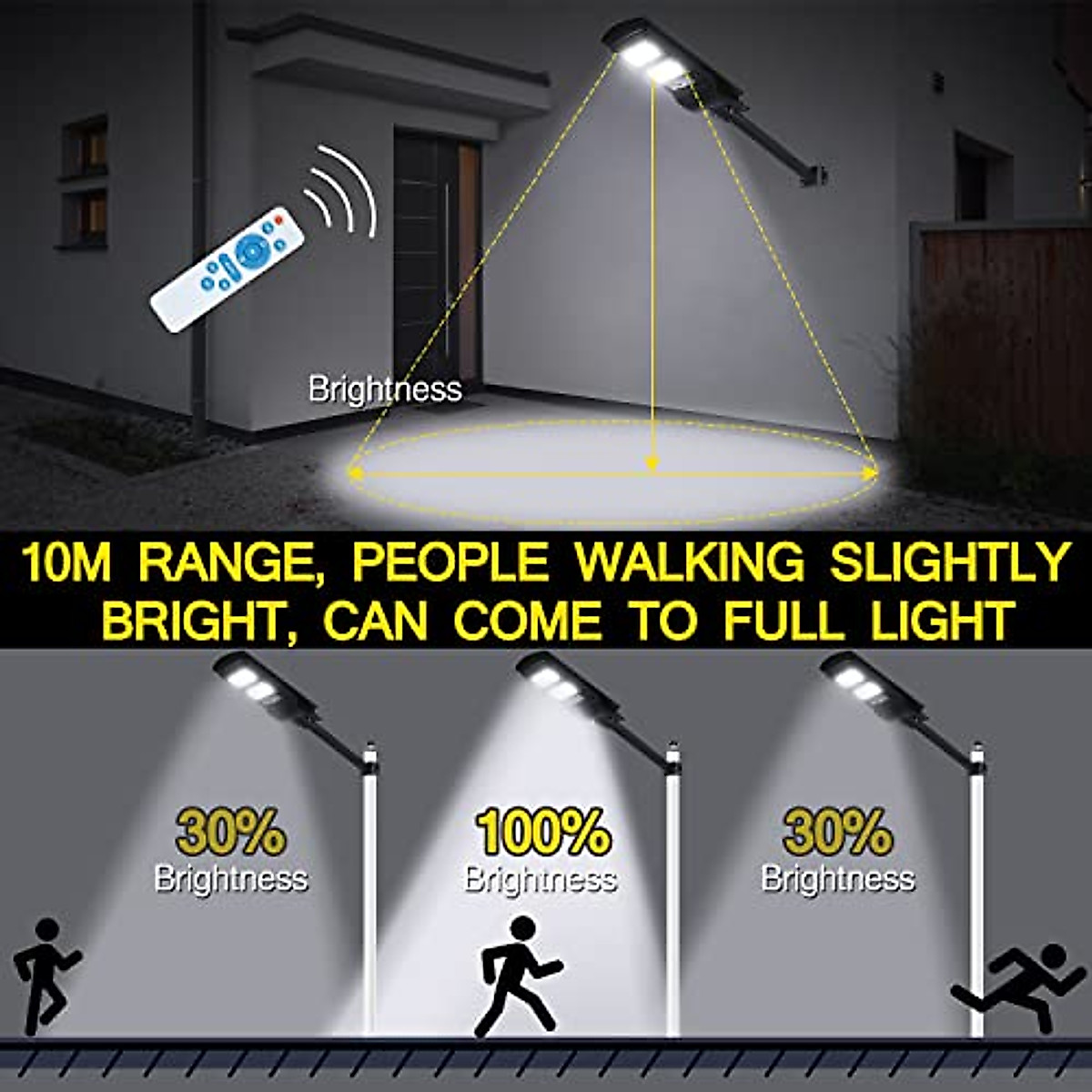 300W Solar Street Lights Outdoor waterproof,20000 lumens, Dusk to Dawn Solar with Motion Sensor and Remote Control, LED Flood Light, Suitable for courtyards, Gardens, Streets, Basketball Courts Garage