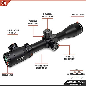 Athlon Optics Talos BTR 4-14x44 First Focal Plane Riflescope, APLR2 FFP IR MIL Reticle, Black