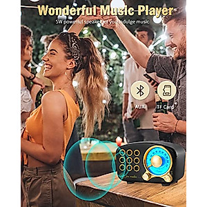 Retro Radio Bluetooth Speaker, Vintage Radio FM Radio with Old Fashioned Classic Style, Strong Bass Enhancement, Loud Volume, Bluetooth 5.0 Connection, TF Card Slot and MP3 Player (Black)