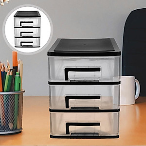 VANZACK Plastic Organizers and Storag, 3-Drawer Desktop Storage Unit Plastic Drawer Storage Container for Home, Office, Bathroom Storage Cabinet