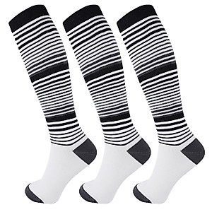 +MD 3 Pairs Compression Socks Moisture Wicking 8-15 mmHg for Women & Men Moisture Wicking Support Stockings for Airplane Flights, Travel, Nurses, Edema 10-13