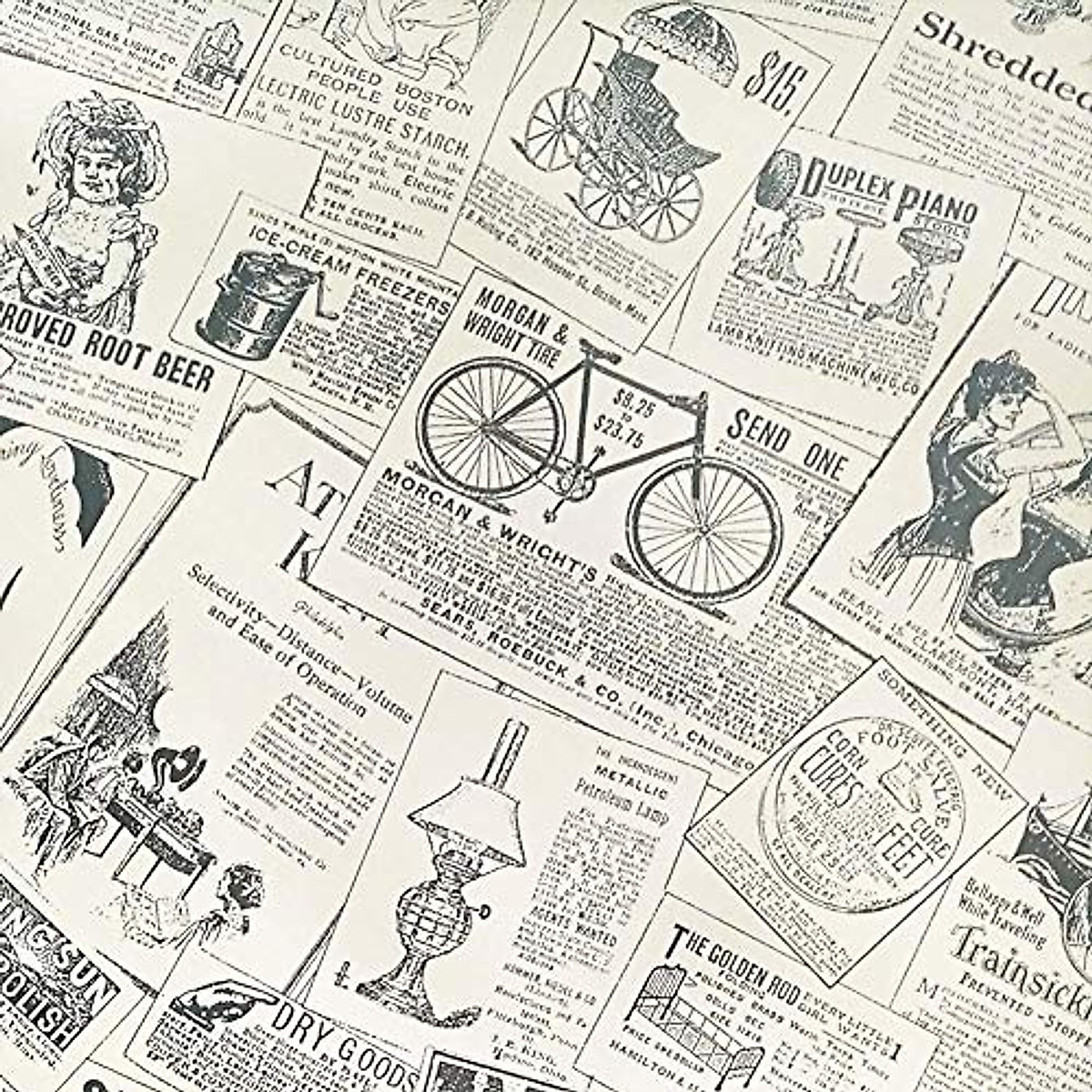 Lependor 17.71" X 118" Vintage Newspaper Self Adhesive Paper Peel & Stick Wallpaper for Bedroom Livingroom Decor - 17.71" X 9.8 ft