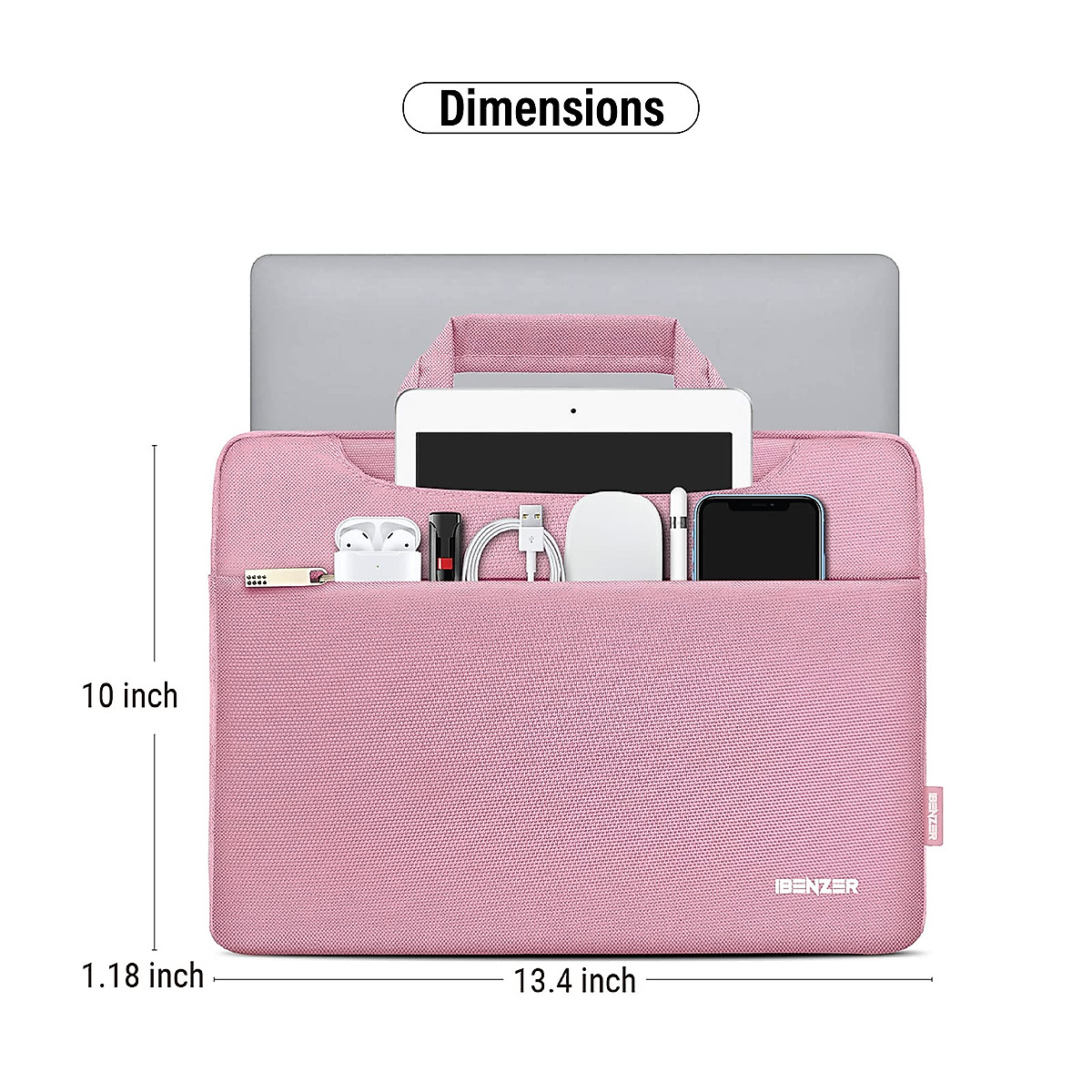iBenzer Laptop Sleeve Bag for MacBook Air/Pro 13 13.3 14 inch, Carrying Case for 13 in Surface/HP/Dell/Lenovo Chromebook, Laptop Cover for M1 M2 Mac Air/Pro 13"-14”, Rose Quartz, BG13-RQ