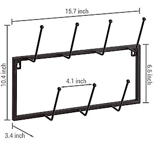 MyGift Wall Mounted Brown Metal Coffee Mug Holder, Hanging Coffee Bar Accessory Rack with 7 Hooks, Set of 3 - Holds 21 Mugs