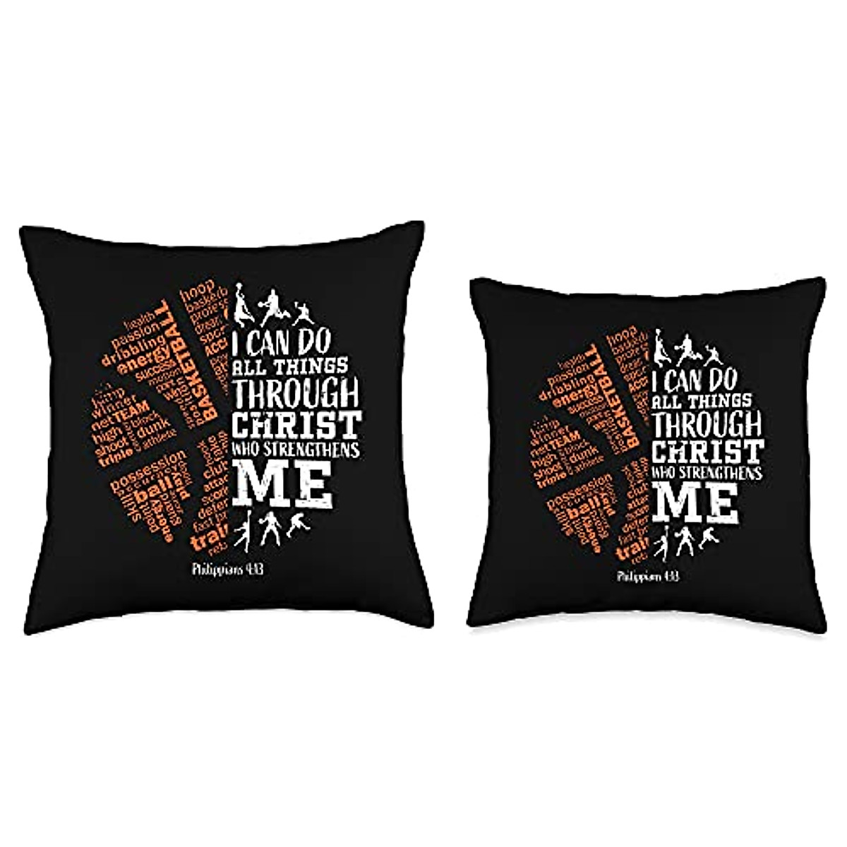 Christian Gifts by Alexis Mae Boys Christian Basketball Bible Verses Men Women Kids Gifts Throw Pillow, 18x18, Multicolor