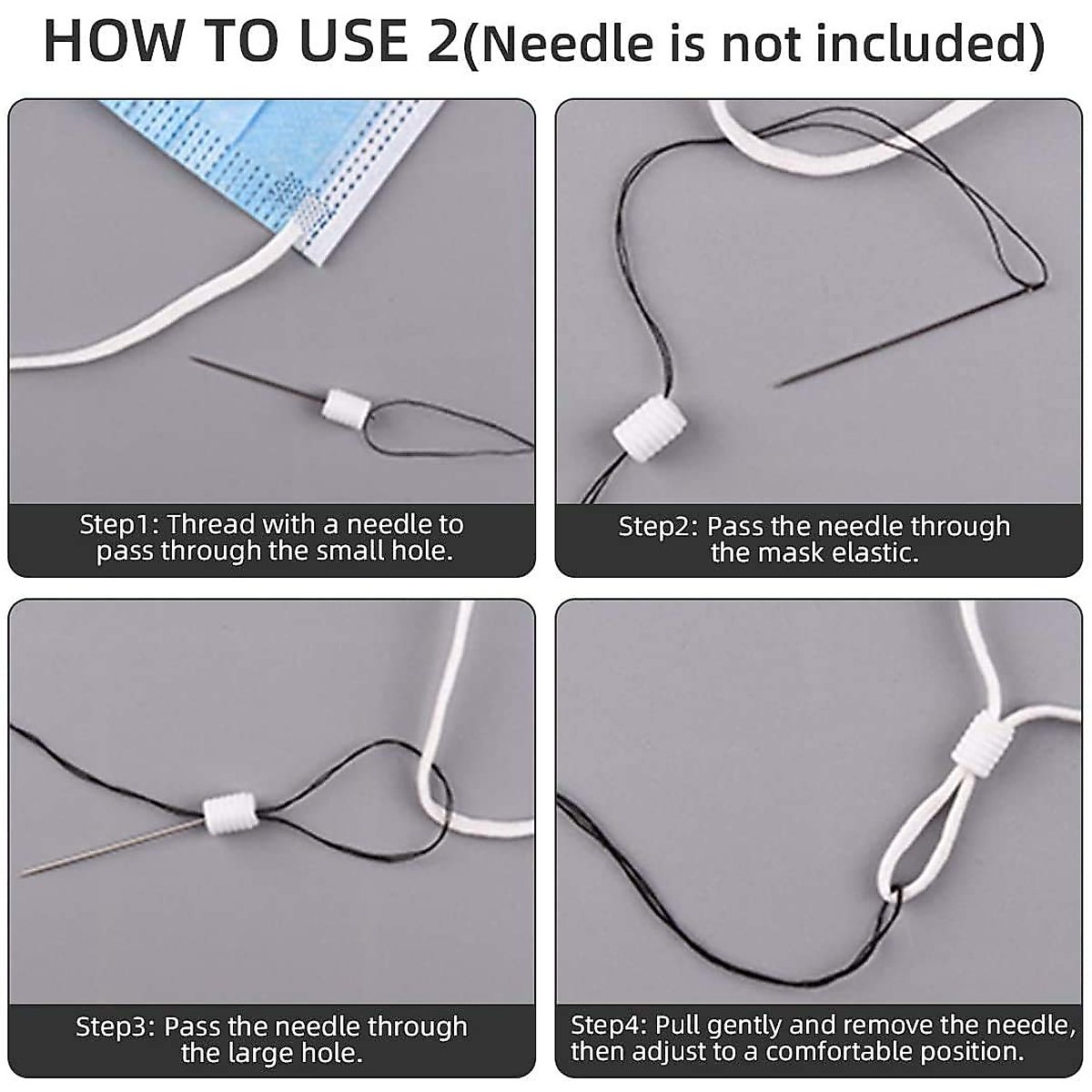 OCEANTREE Cord Locks for Mask, Elastic Adjuster Silicone Cord Stopper No Slip Earloop Toggles for Drawstring Buckle Clasp