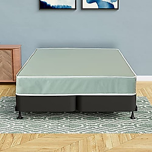 Treaton Pressure Relieving & Cooling High Density Foam Full Mattress - 8-inch Water Proof Vinyl Medium Firm Tight Top Pocketed Coil Rolled Hybrid Mattres with 8” Wood Box Spring, Bed in Box, Green