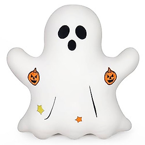 OurHonor 16.5" Ghost Pillow Halloween Throw Pillows Cute Stuffed Animals Plush, Ghosts Shaped Spooky Plushies Doll Toy Decorative for Home Party Decor (Pumpkin)