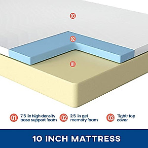King Mattress, 5/6/8/10/12 Inch King Size Mattress Medium Firm Memory Foam Mattress for Cool Sleep & Pressure Relief, Certipur-Us Certified Mattress in a Box, Fiberglass Free Mattress, (King, 10 Inch)