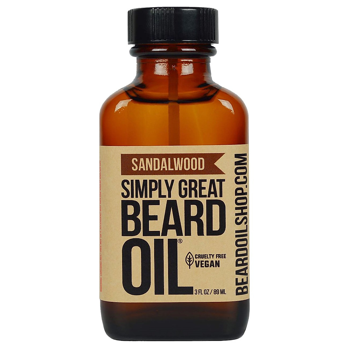 Simply Great Beard Oil - SANDALWOOD Scented - Holiday Gifts - Stocking Stuffers - Beard Conditioner 3 Oz Easy Applicator - Natural - Vegan and Cruelty Free Care for Beards - Gifts for Men with Beards