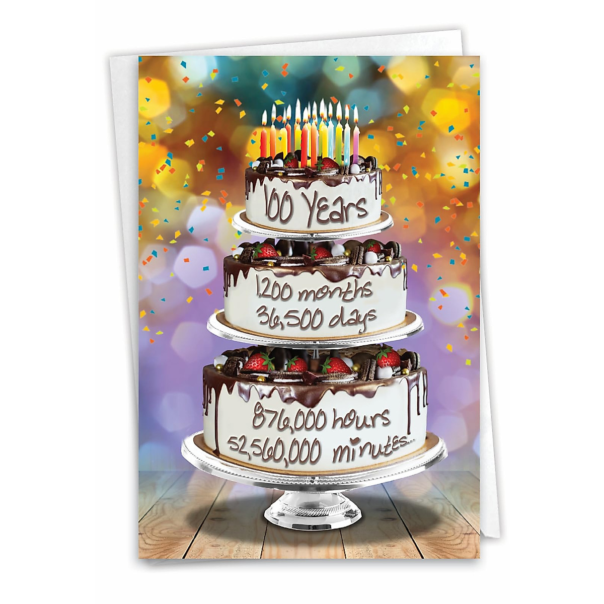 NobleWorks - Funny 100th Birthday Card with Envelope - Celebrate 100 Year Old Seniors Milestone, Humor Greeting Card for Grandparents - Year Time Count 100 C9097MBG