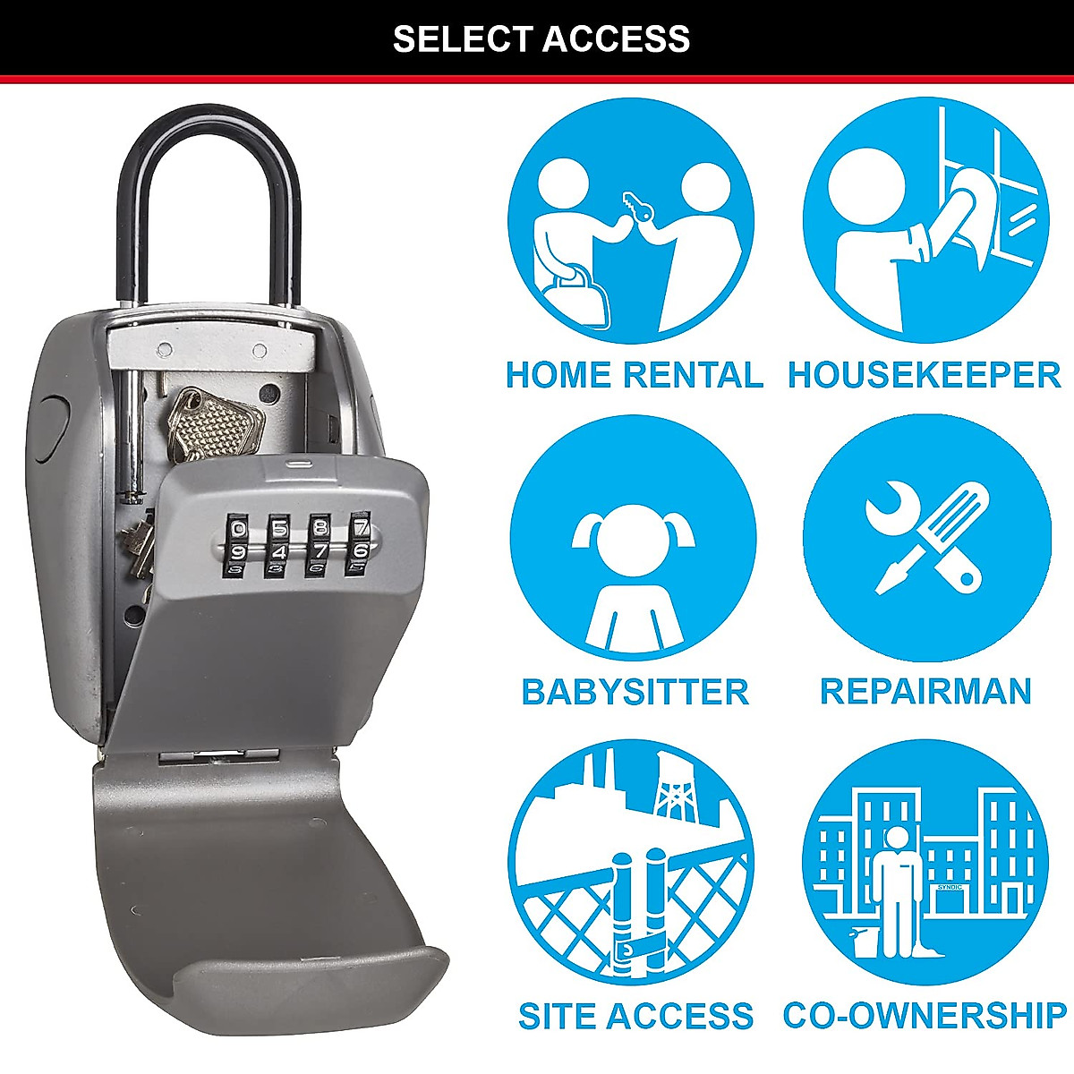Master Lock Heavy Duty Key Lock Box, Outdoor Lock Box for House Keys, Key Safe and Combination Lock, 5 Key Capacity, 5414EC