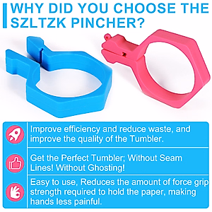 2 Pack Sublimation Tumblers Pinch Tool, Silicone Cup Clip for 20 Oz Sublimation Blanks Tumblers Skinny Straight Pinch Tumbler Clamp Grip Tool for Sublimation Paper and Tumblers (Blue, Pink)