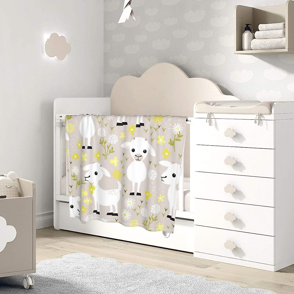 Makegeld Baby Goats Soft Warm Baby Throw Blanket, for Boys Girls Kids Toddler Infant Newborn Child