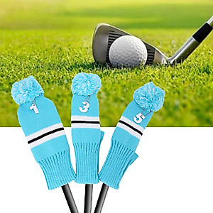 SM SunniMix 3 Pieces Knitted Golf Headcover Driver Cover Anti-Slip Golf Club Wood Head Covers for Driver Wood, Fairway Wood and Hybrid(UT) Protect Sleeves