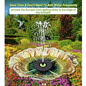 SZMP Solar Fountain 3.5W Bird Bath Fountains with Tender Green Flower 2024 Upgraded 100% Glass Panel, Solar Fountain Pump with 7 Nozzles, Solar Water Fountain for Hummingbirds, Garden, Pond (Black)
