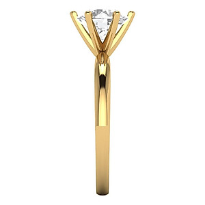 1.5 Ct Brilliant Round Cut Clear Simulated Diamond 14K Yellow Gold Solitaire Engagement Promise Bridal Ring Size 3.5