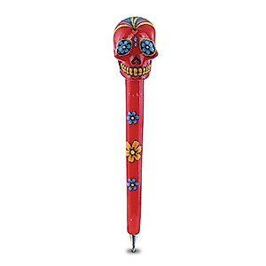 Planet Pens Red Skull Novelty Pen - Fun & Unique Kids and Adults Office Supplies Ballpoint Pen, Colorful Candy Skull Writing Pen Instrument For Cool Stationery School & Office Desk Decor Accessories