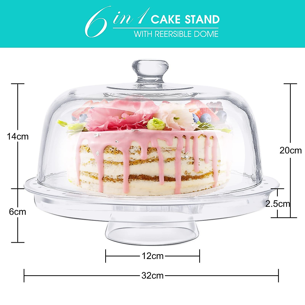 Masthome Cake Stand & 2-Tier Coffee Pod Storage Drawer, 6 in 1 Multi-Functional Serving Platter Display Stand and Coffee Pod Holder for Dolce Gusto, Gift for Birthday Christmas Wedding